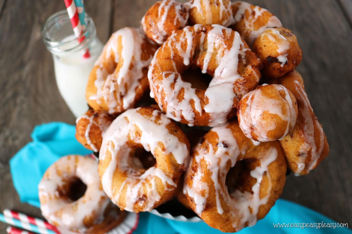 Easy 2 Ingredient Cinnamon Roll Donuts - Easy Peasy Pleasy