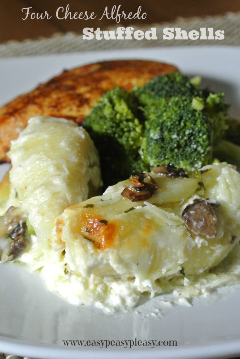 Four Cheese Alfredo Stuffed Shells - Easy Peasy Pleasy
