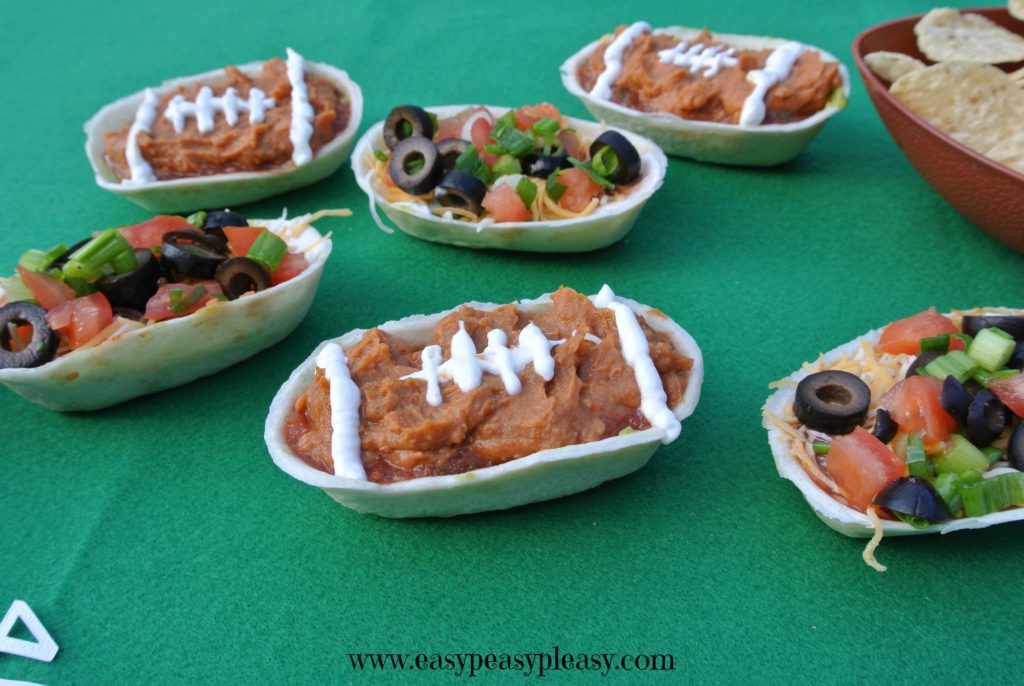 Seven Layer Dip Football Bowls - Easy Peasy Pleasy